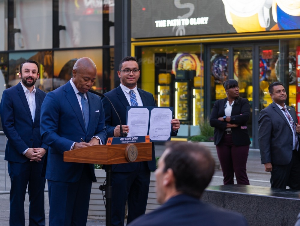 Mayor Eric Adams, Chancellor David Banks and Assemblymember Jenifer ...